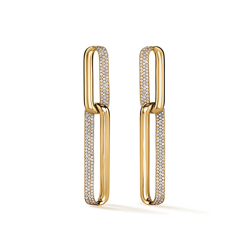 Hearts on Fire Inside/Out Yellow Gold Large Link Diamond Earrings